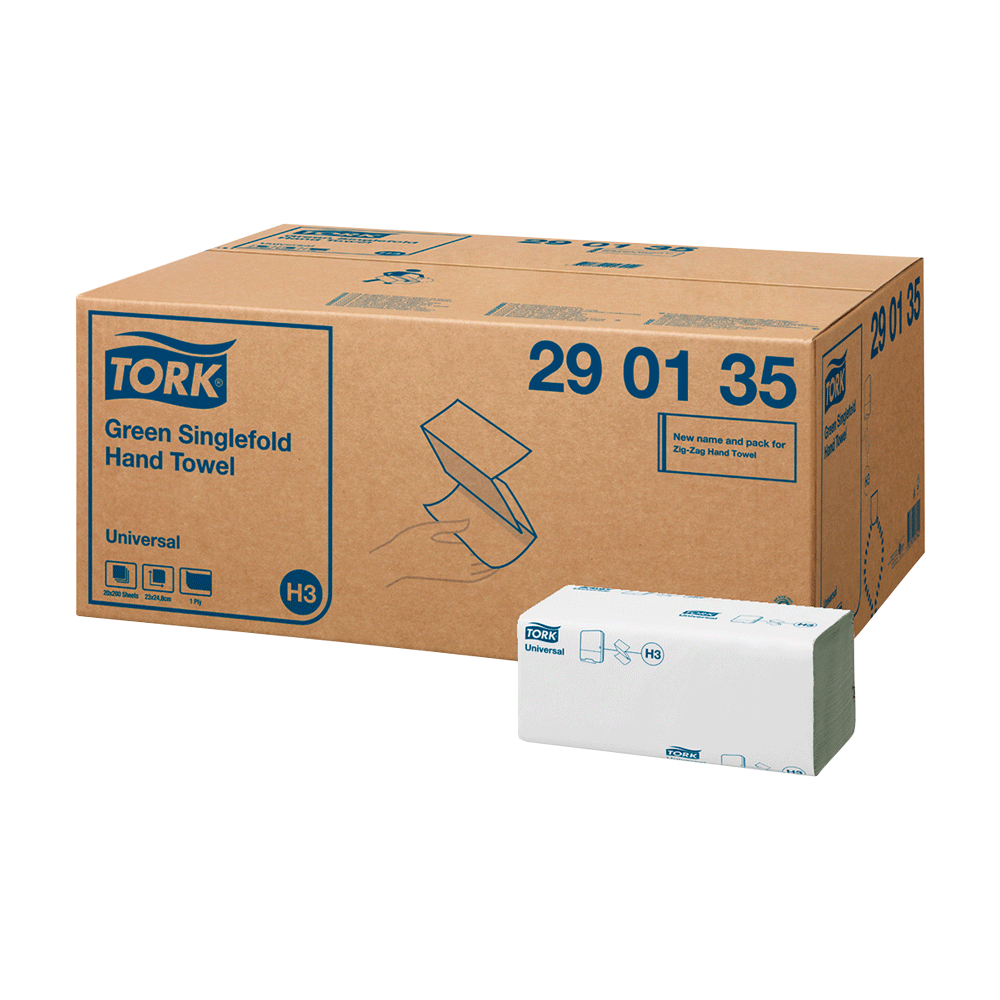 Tork Universal H3 ZZ grön 1-lagers 25 x 23 cm - Dentalringen